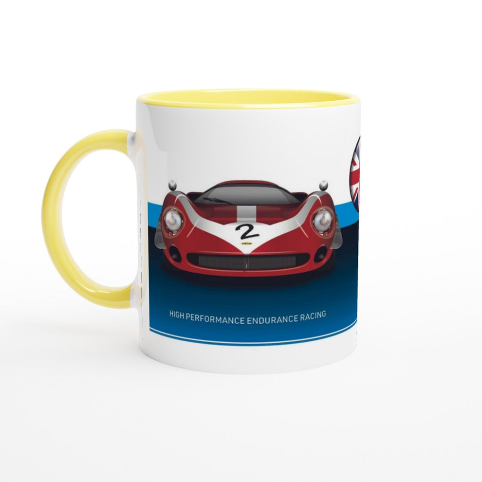 Lola T70 Mug - Endurance Racing Car Mug on a Union Flag background ...