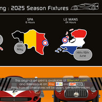 WEC World Endurance Racing 2025 Season Countries Dates Portrait Wall C ...