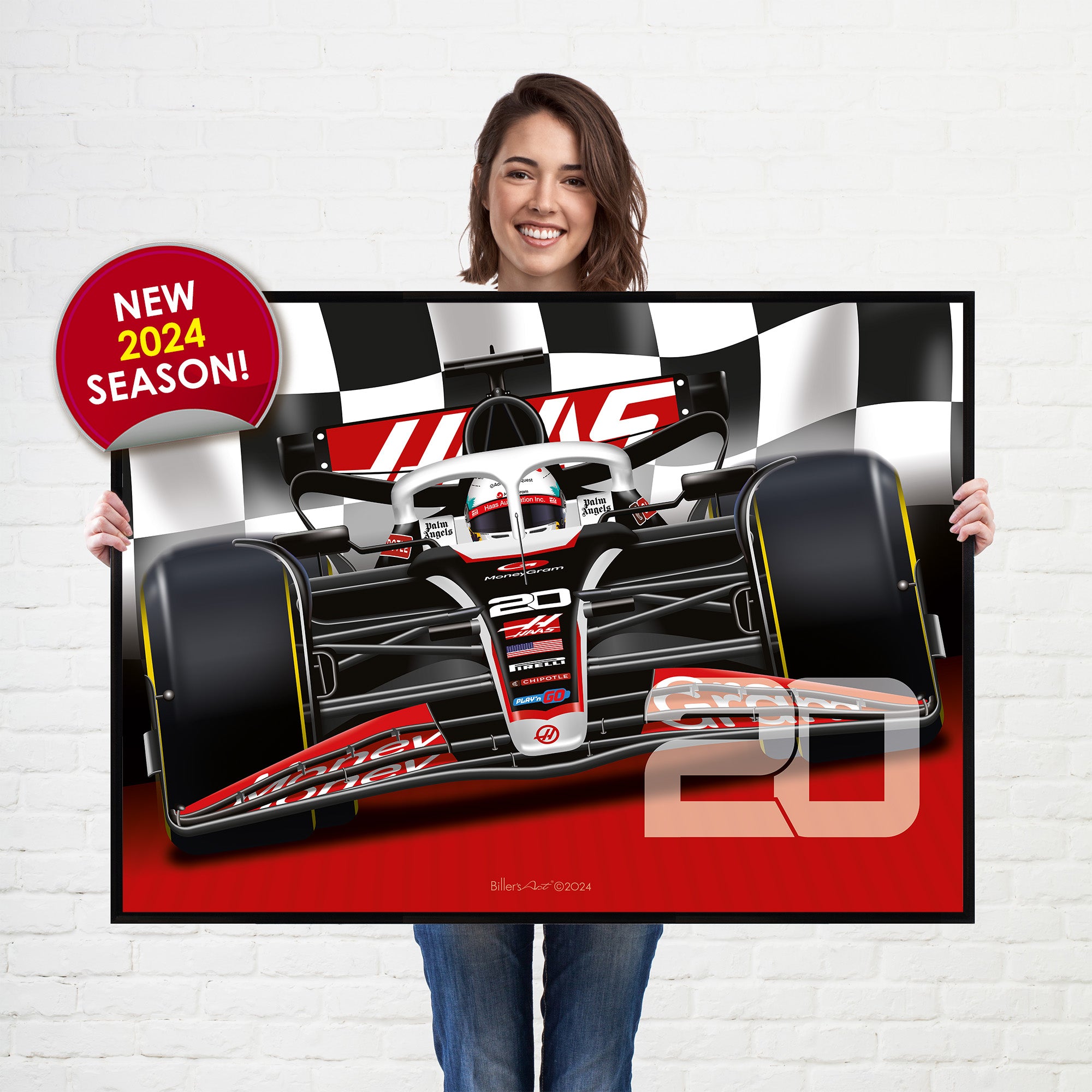 Kevin Magnussen Formula 1 Haas Racing 2024 Chequered Flag Print ...
