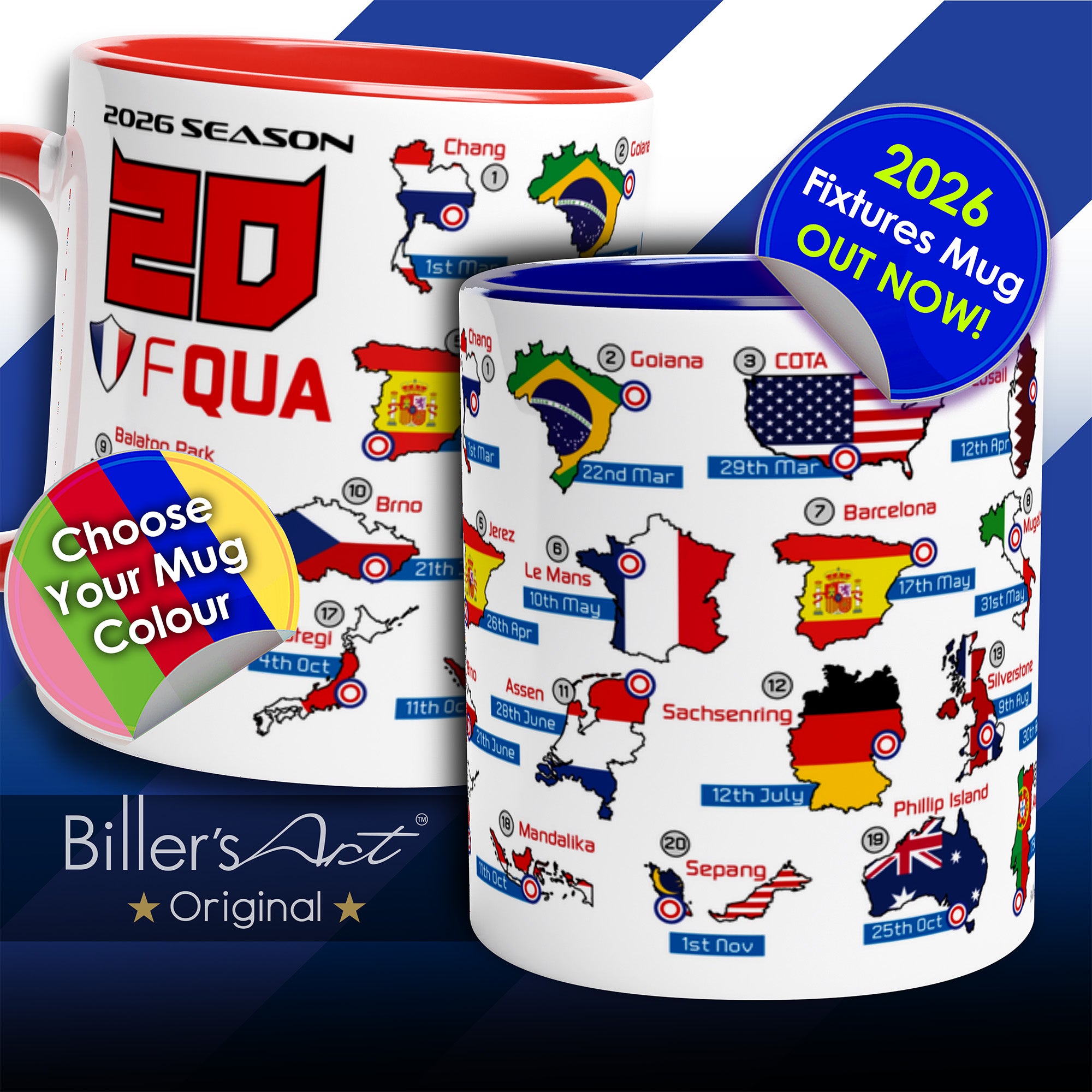 Fabio Quartararo MotoGP 2026 Season Fixtures Racing Calendar Mug ...