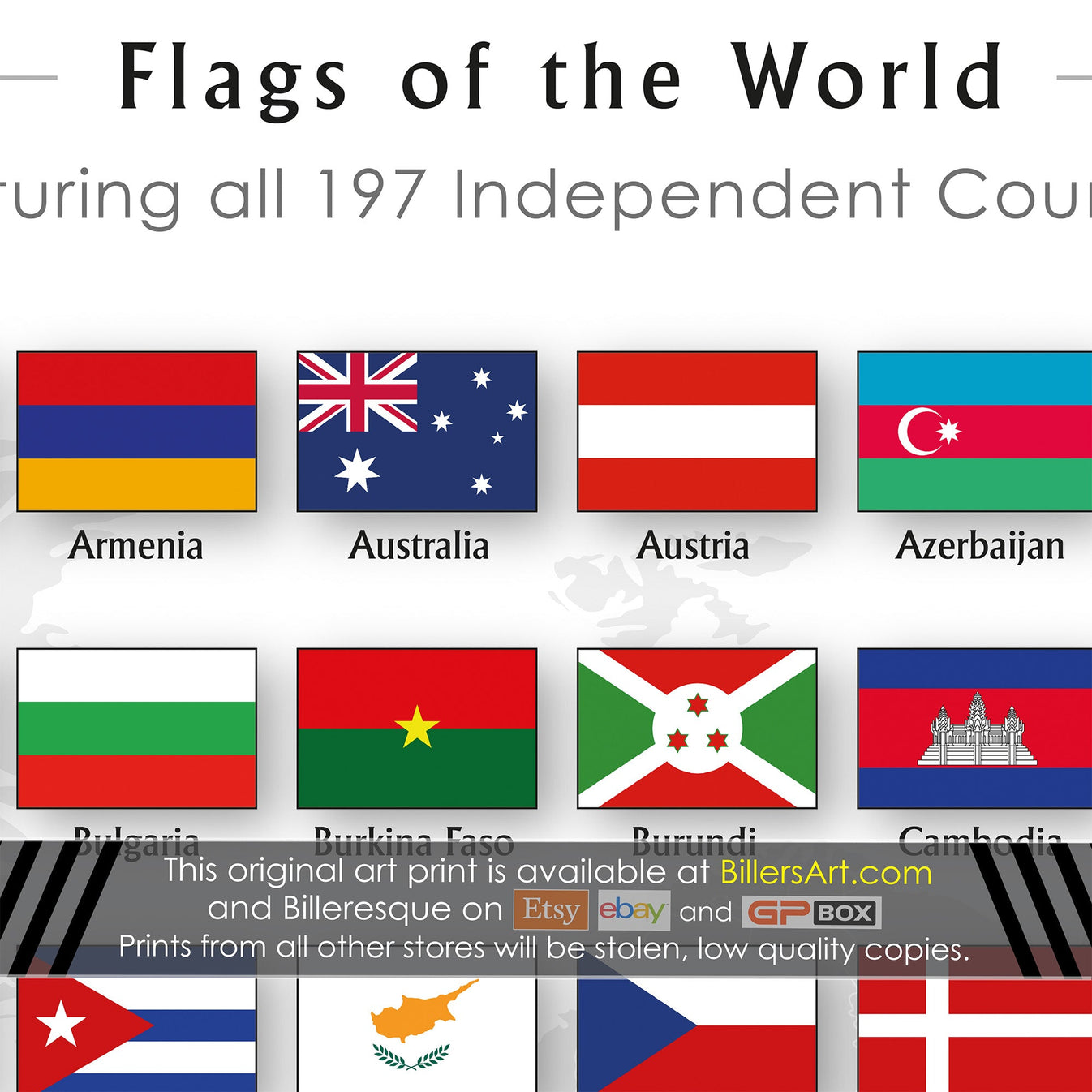 Flags of the World Wall Poster Chart and Map - Biller's Art – Billers Art