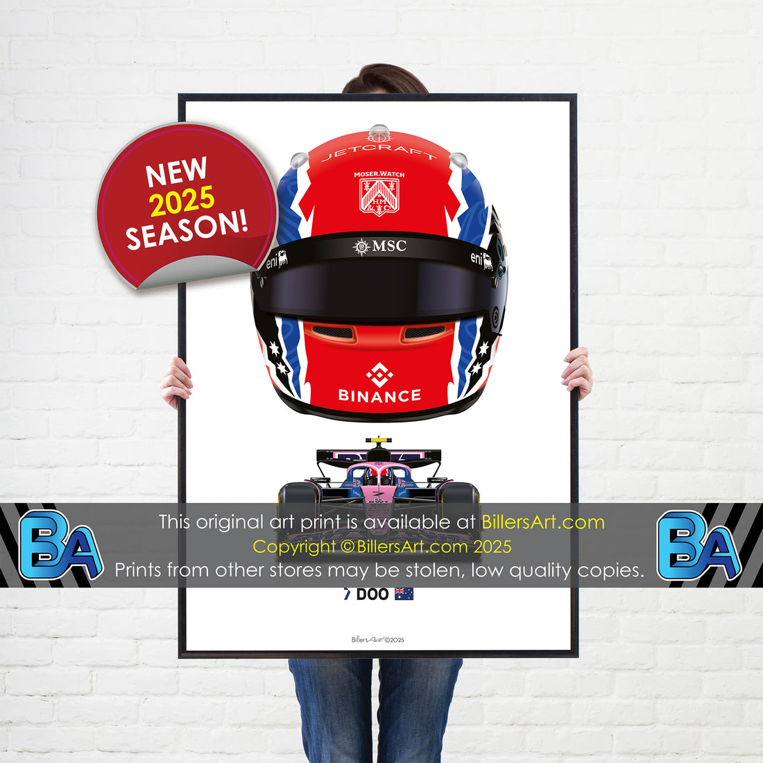 Jack Doohan Formula 1 Racing Helmet 2025 Alpine Print – Biller's Art