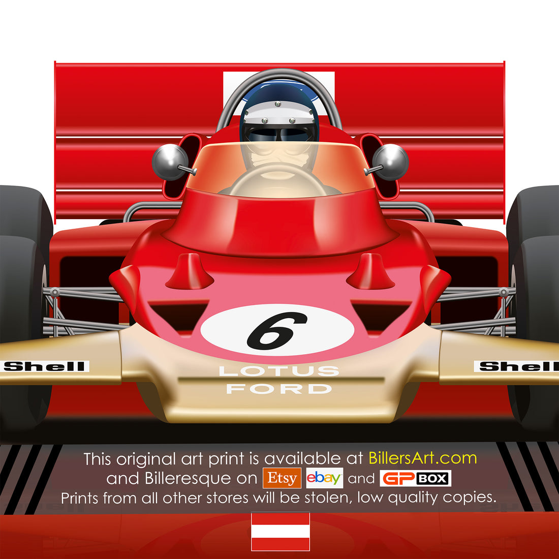 Jochen Rindt Formula 1 Lotus Ford 1970 Racing Car Print – Billers Art