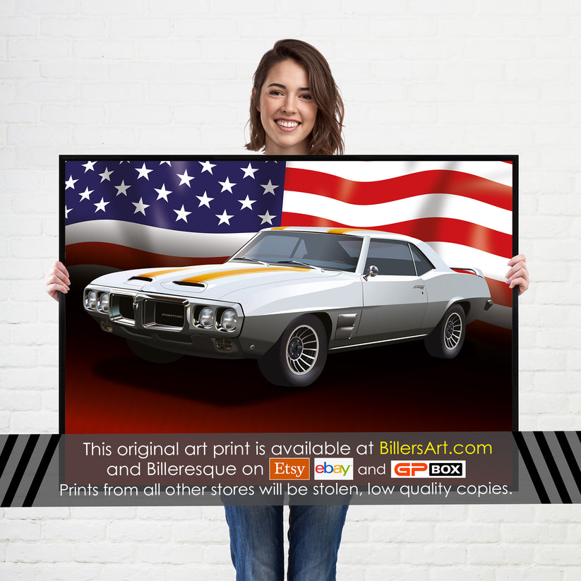 Pontiac Firebird US Muscle Car High Quality Colourful Illustration Pos ...